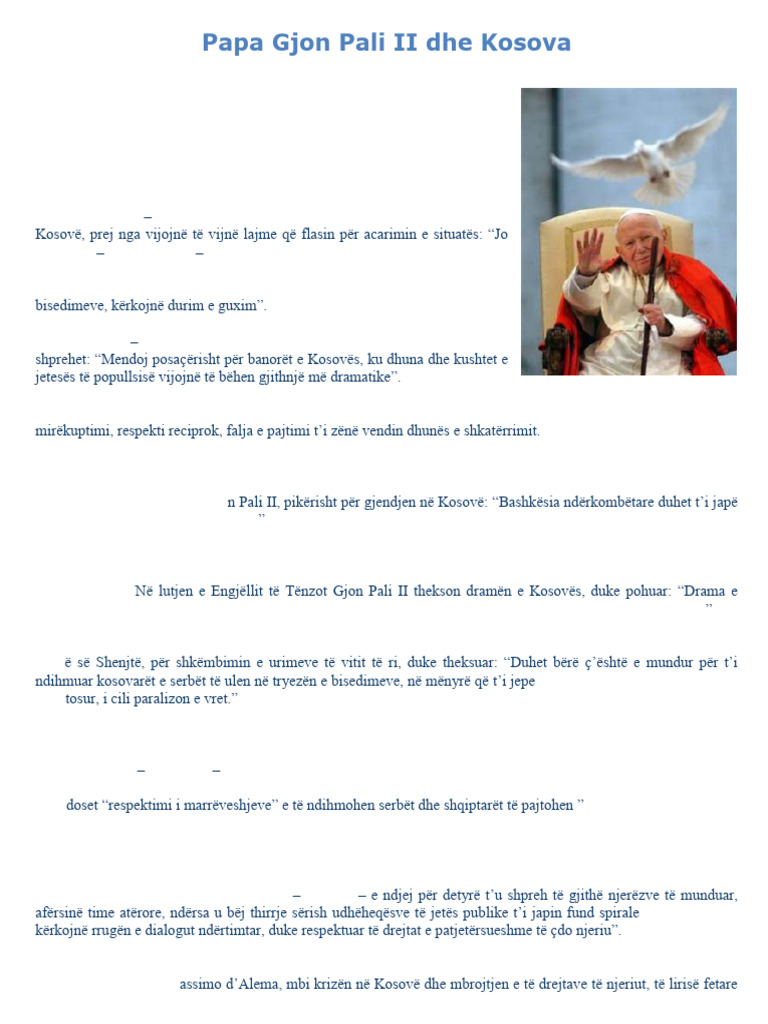 Papa Gjon Pali II Dhe Kosova | PDF