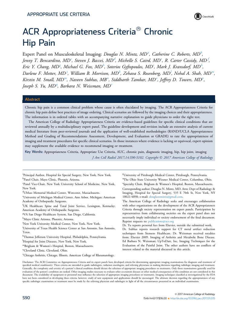 ACR Appropriateness Criteria Chroni - 2017 - Journal of The American College of | PDF | Ct Scan ...