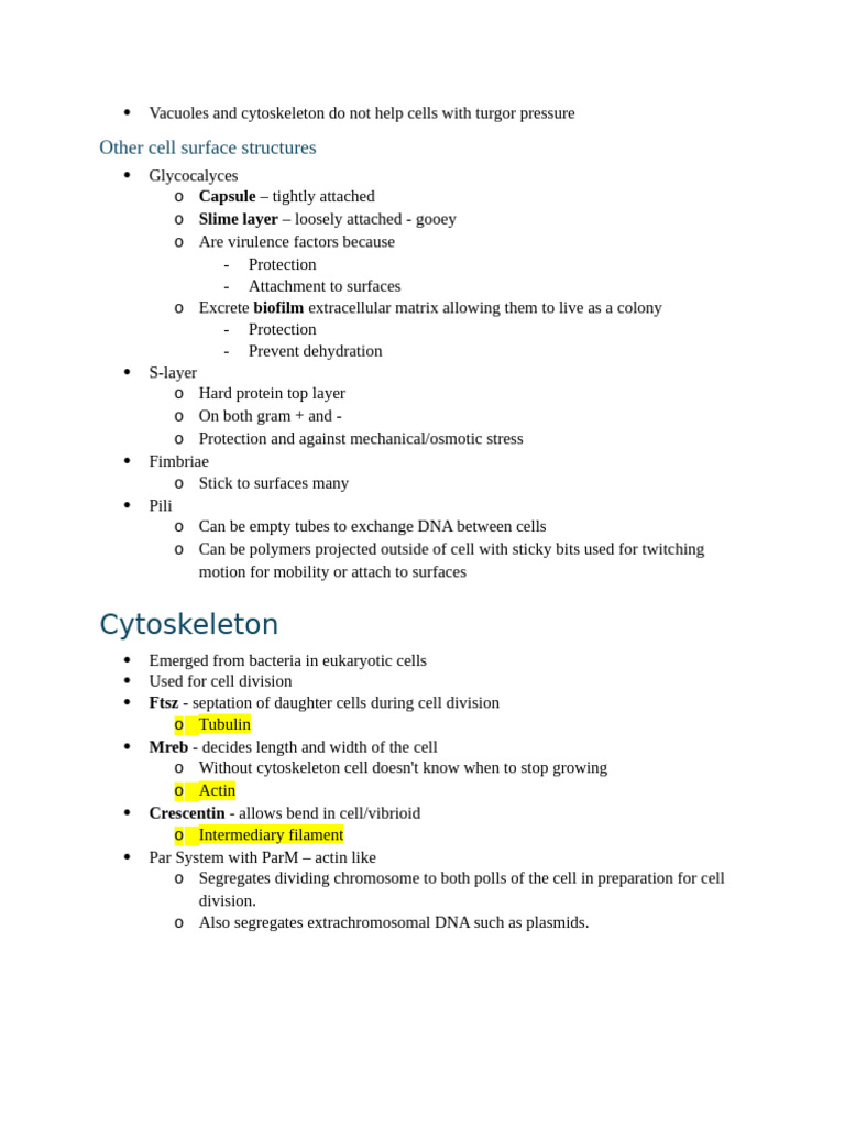 Week 2 - Bacteria | PDF | Cell (Biology) | Cytoskeleton