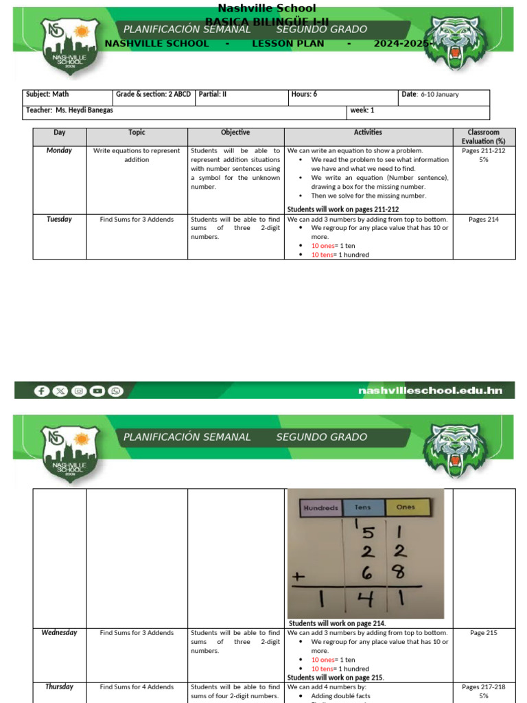Lesson Plan Math 2nd grade Partial III week 1 | PDF | Mathematics