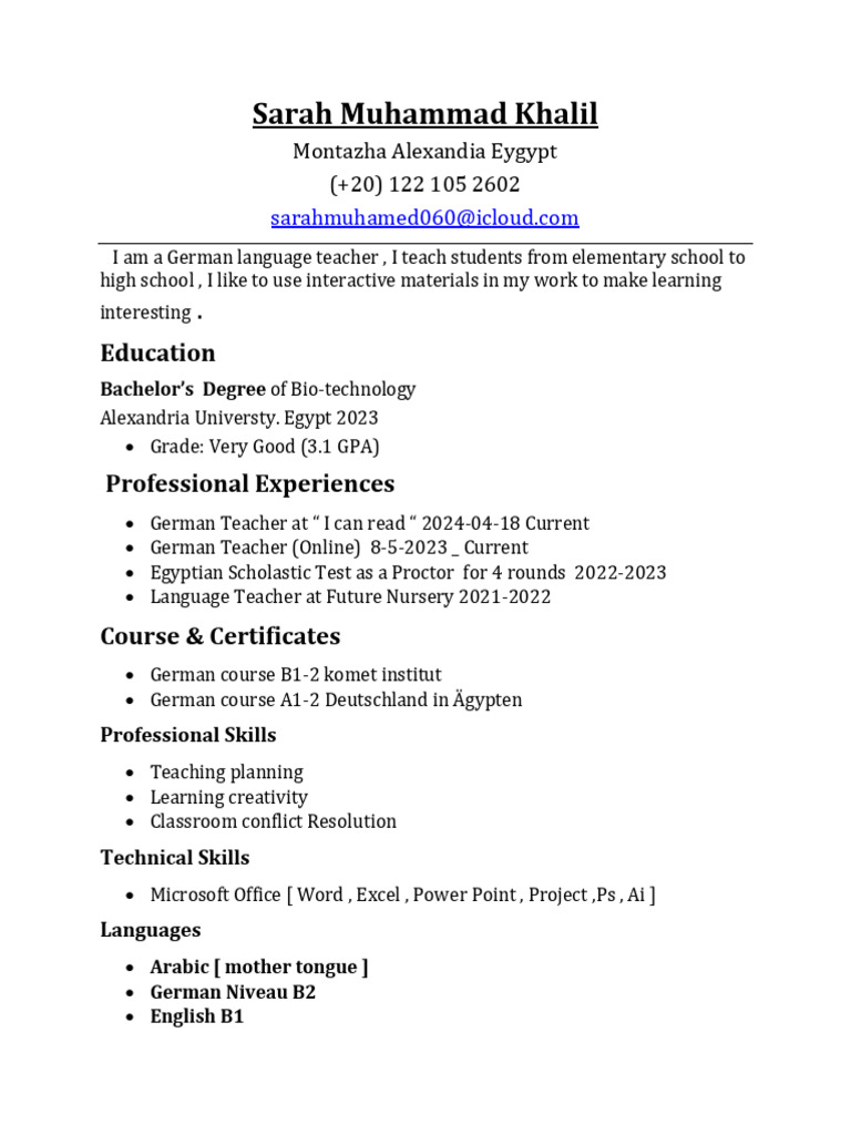 Sarahm's CV | PDF