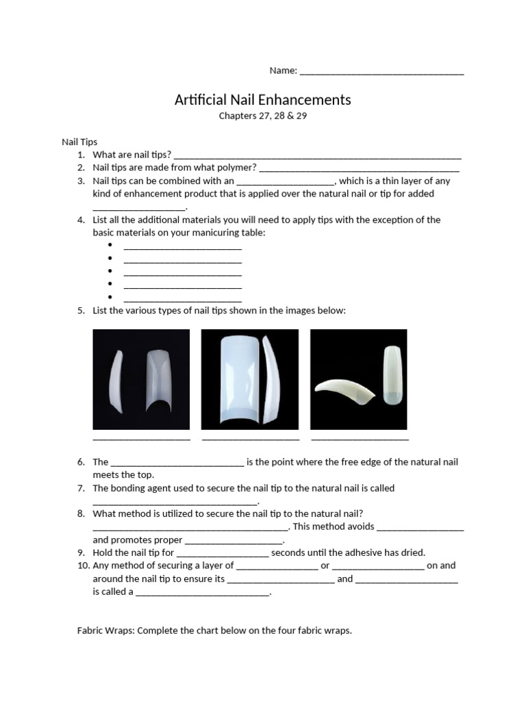 Acrylic Nails Worksheet | PDF | Nail (Anatomy) | Materials