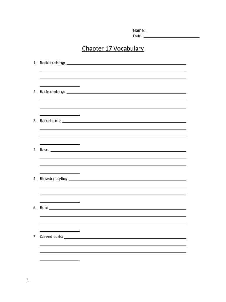 Milady Ch. 17 Vocabulary | PDF