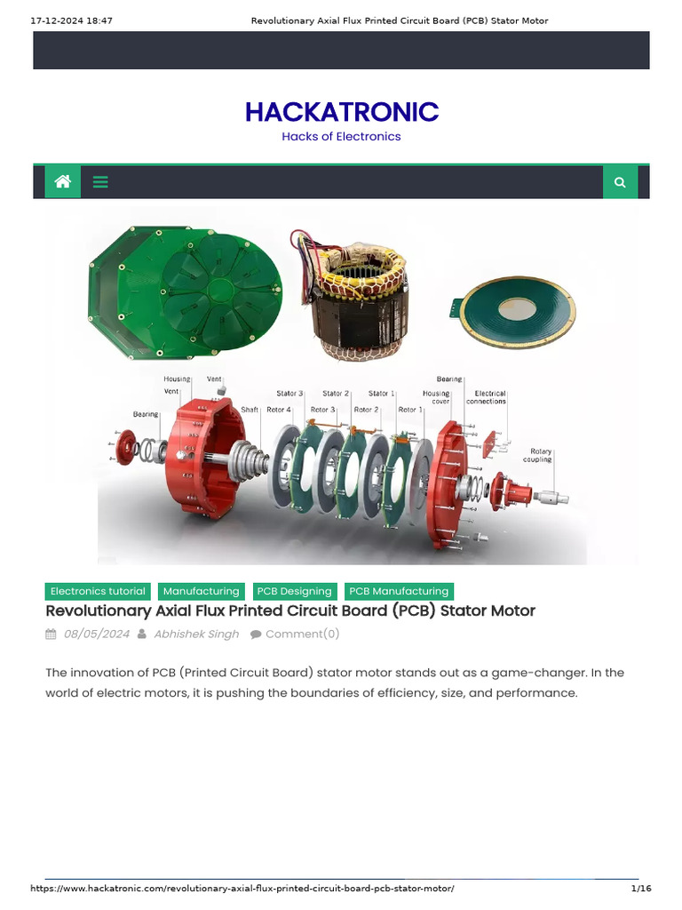 Revolutionary Axial Flux Printed Circuit Board (PCB) Stator Motor | PDF ...