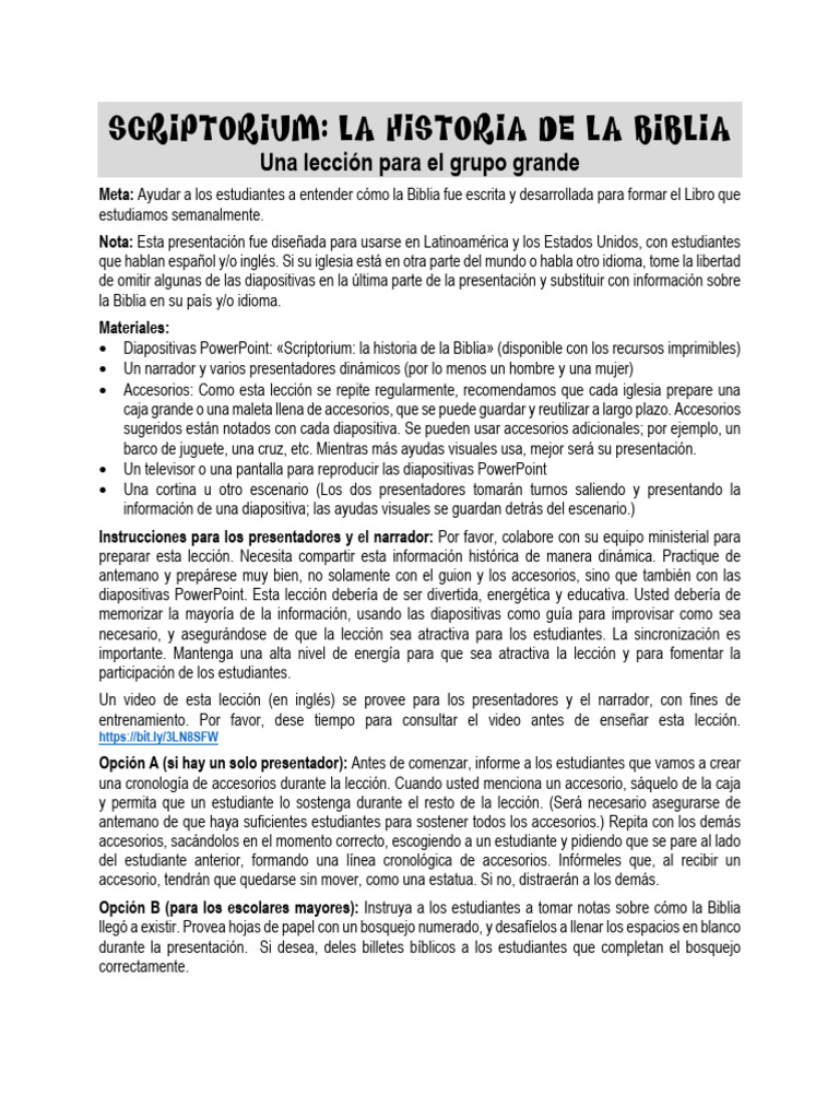 A2 T2 L6 Scriptorium 4.1 - Guion para Narrador y Presentadores-Compressed | PDF | Papiro | Biblia