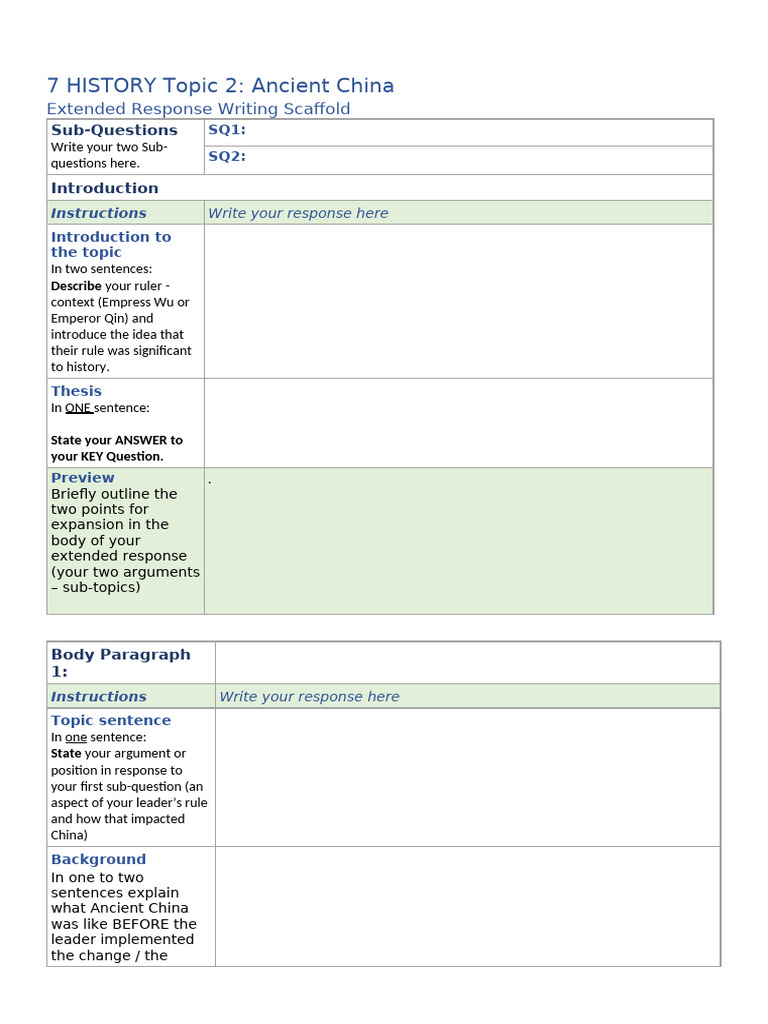 7HIS Research Task Essay Scaffold | PDF