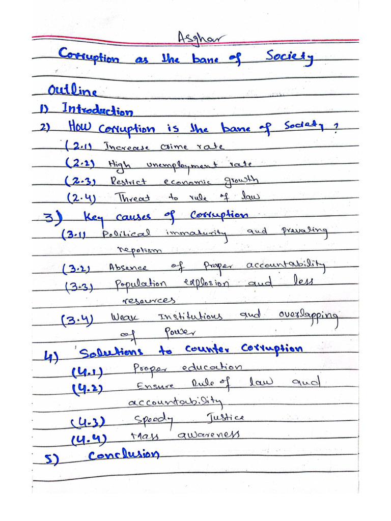 Corruption Essay By Asghar | PDF