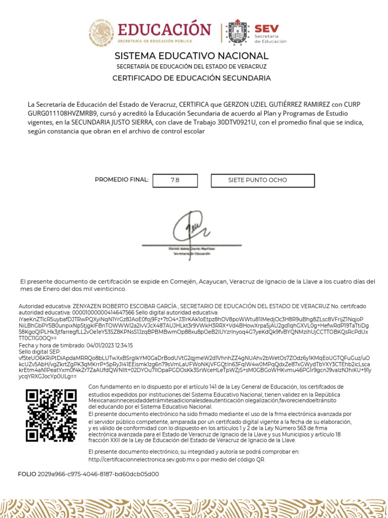 Certificado Ramirez SEV - 20250104 - 132844 - 0000 | PDF