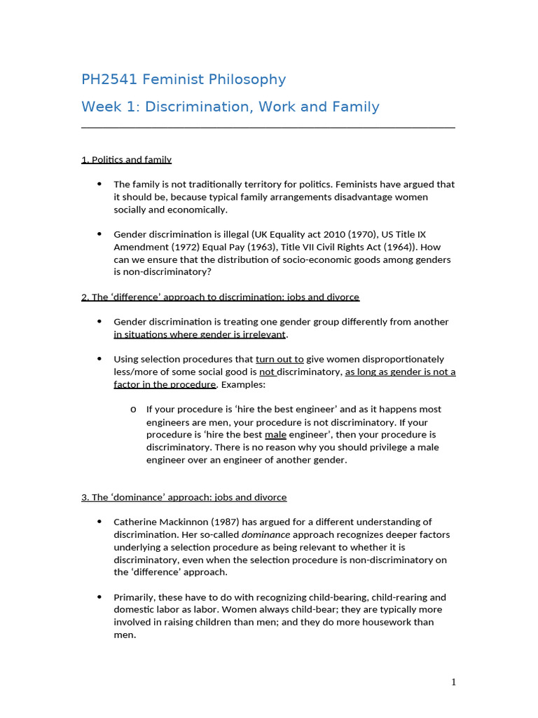 Lecture 1 Student Handout(2) | PDF | Discrimination | Divorce