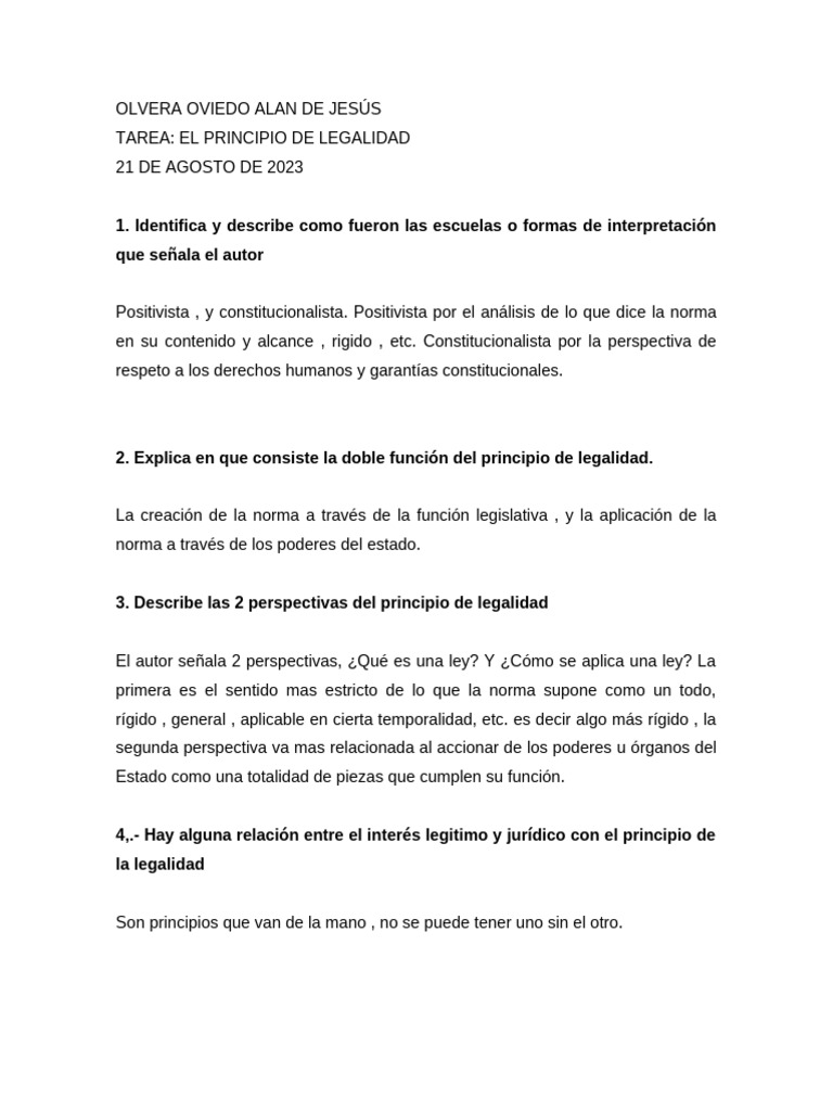 Principio de Legalidad y su Interpretación | PDF