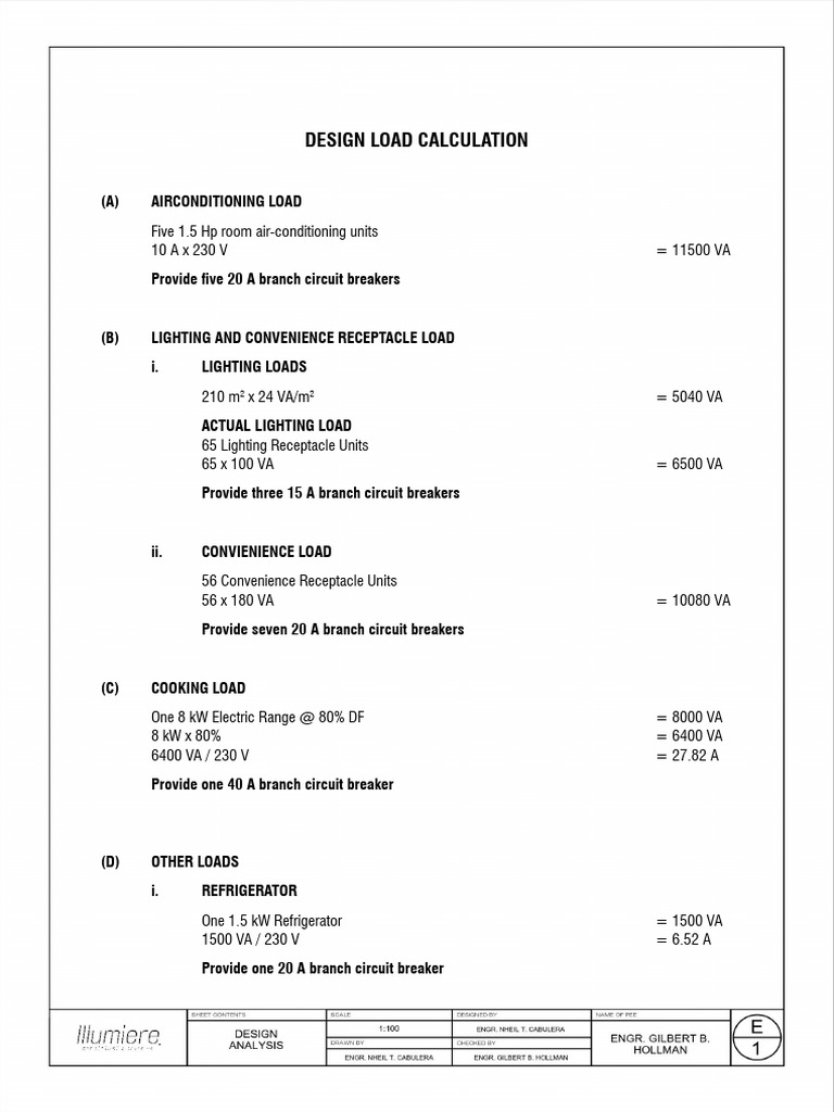 DESIGN LOAD CALCULATION | PDF | Electric Power | Electromagnetism
