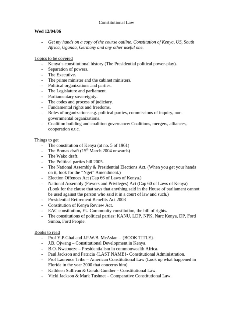 Constitutional Law | PDF | Government | Kenya
