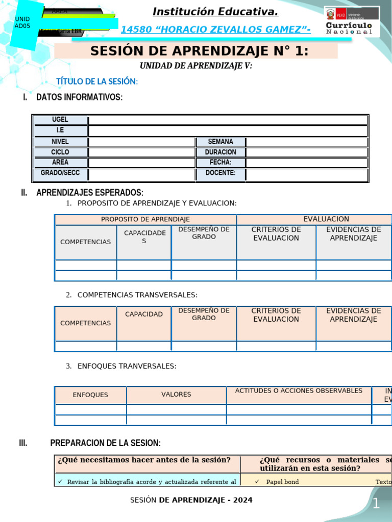 Esquema de Sesion HZG Hinton 2024 | PDF | Evaluación | Aprendizaje