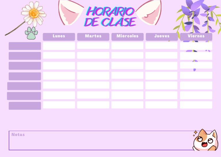 Horario Escolar Mi Horario Morado | PDF