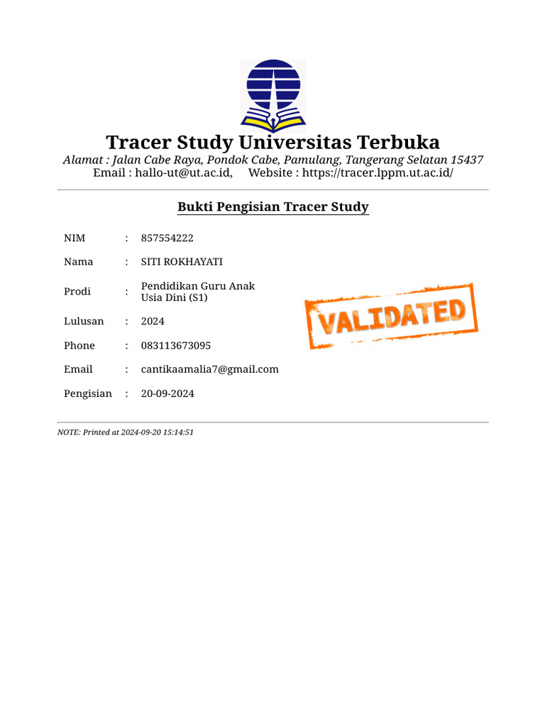 Tracer Study Universitas Terbuka | PDF