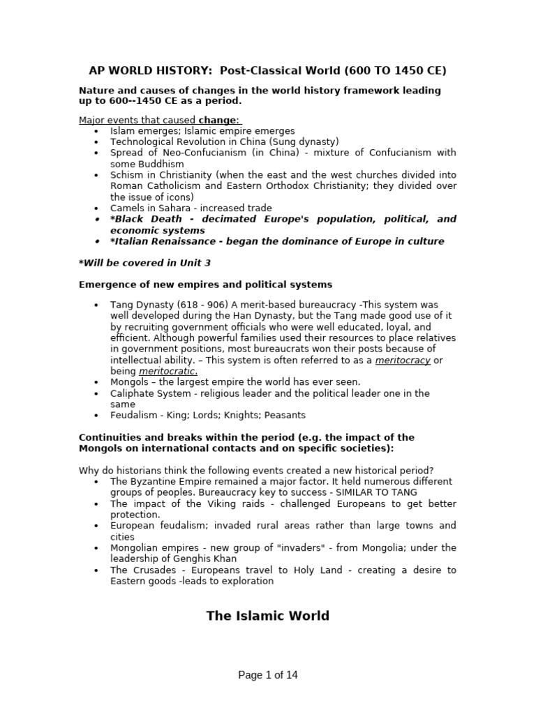 Ap World History Review Packet 600 To 1450 | PDF | Mongol Empire | Samurai
