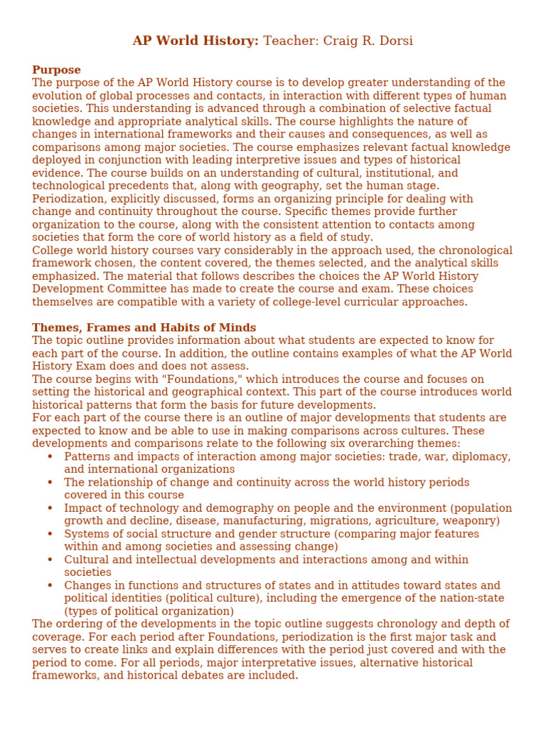 AP World History Course Overview | PDF | Multiple Choice | Advanced ...