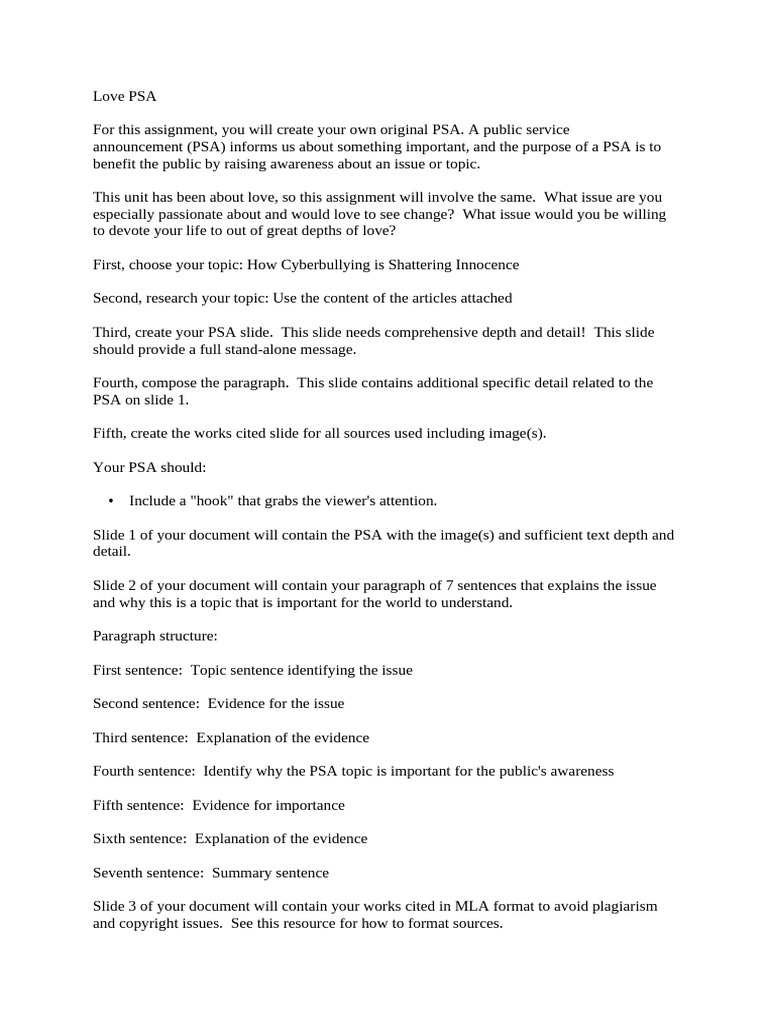 Love PSA | PDF | Cyberbullying | Psychology