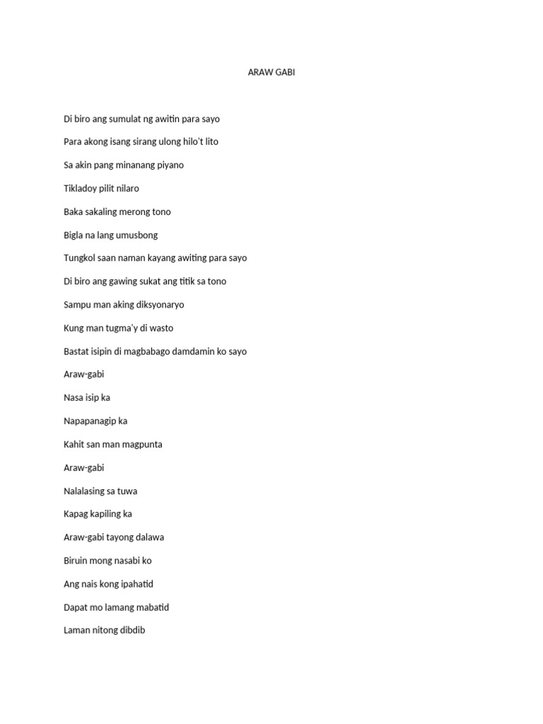 Araw Gabi LYRICS | PDF
