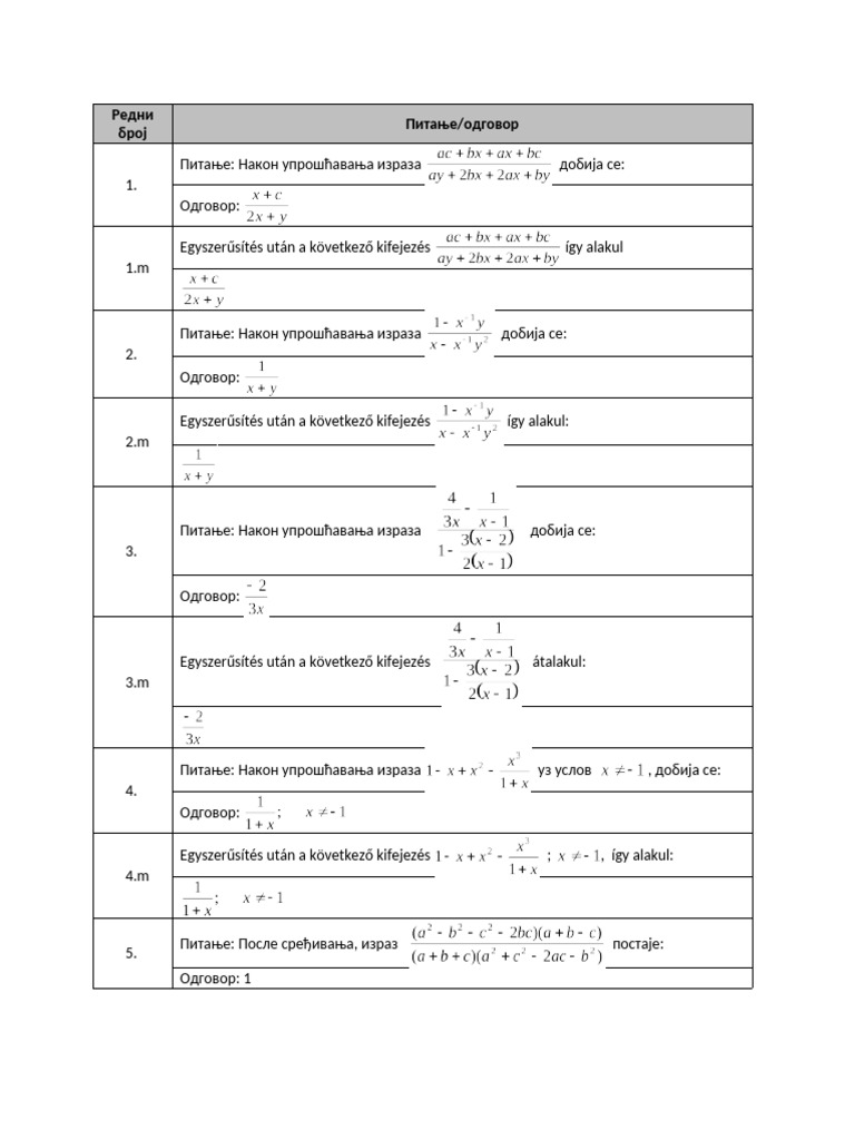 Matematika Pitanja i Odgovori | PDF