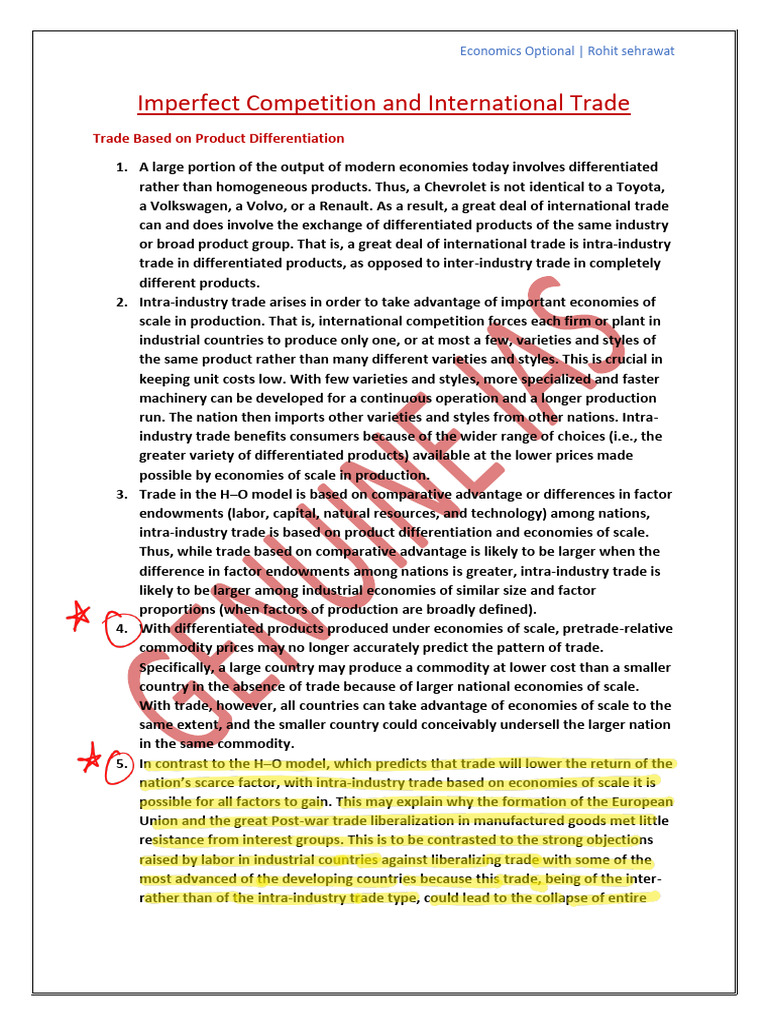 Imperfect Competition and International Trade-1 | PDF | Economic ...