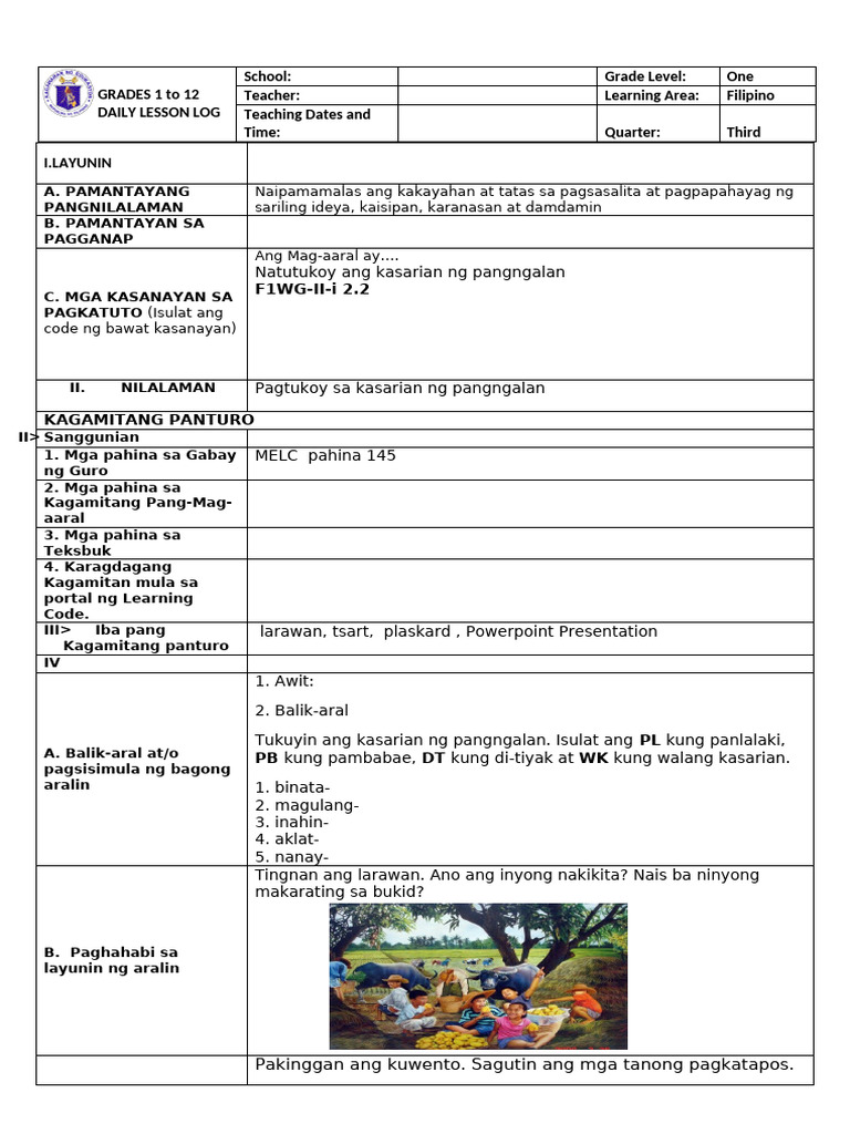 Q3-DLL-FILIPINO-1-WEEK5 DAY 4 | PDF