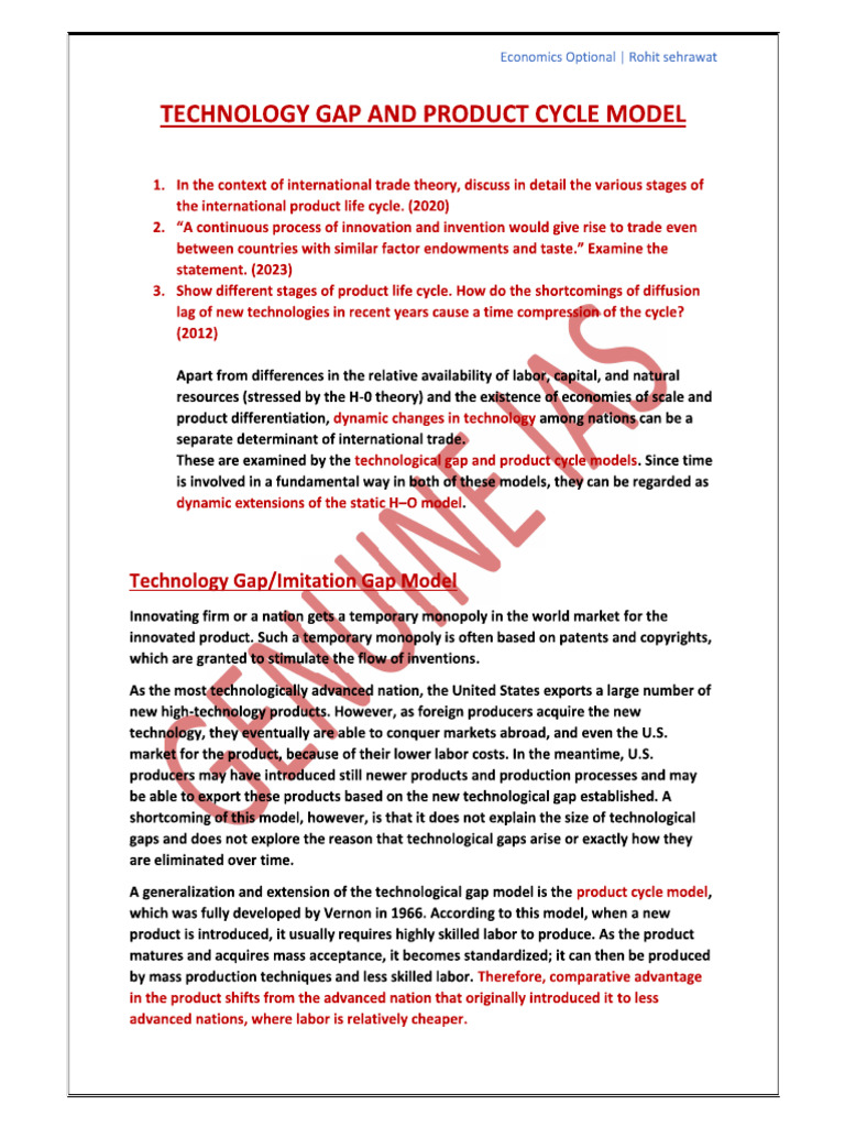 Product Cycle Model | PDF