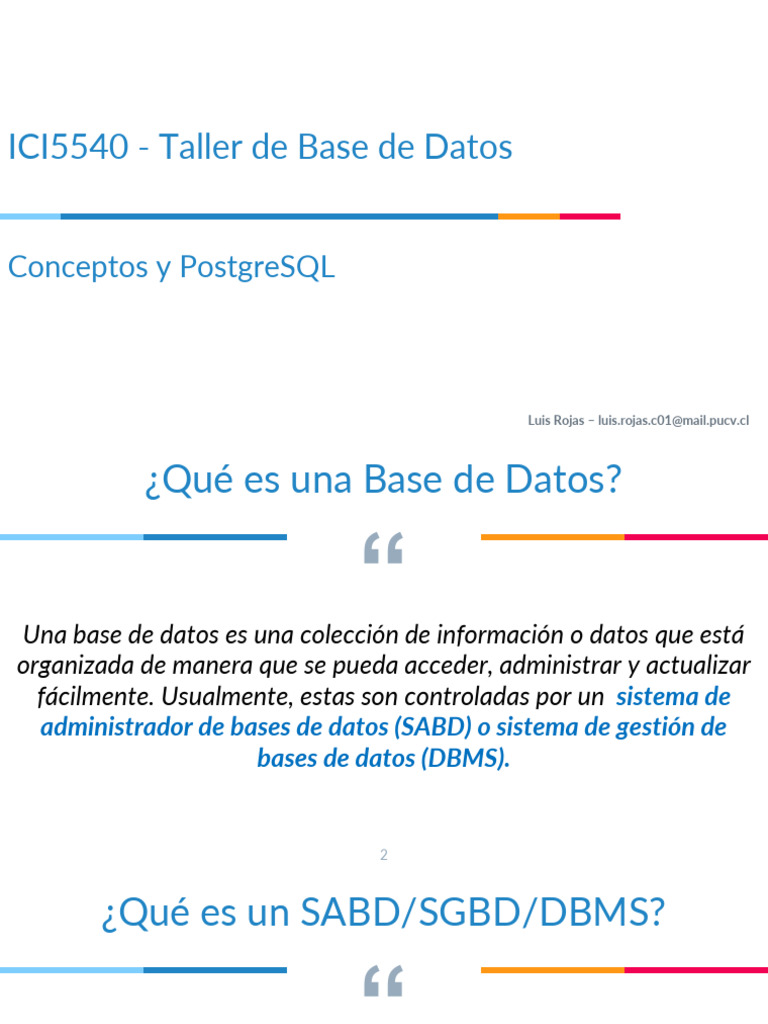 Clase A.2 - Conceptos y PostgreSQL | PDF | Bases de datos | SQL