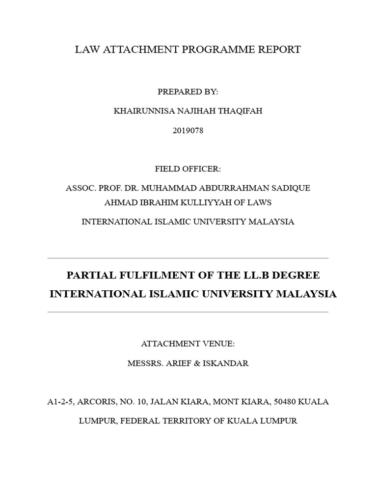 Law Attachment Programme Report | PDF