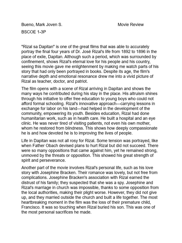 Bueno, Mark Joven S. (Movie Review) | PDF