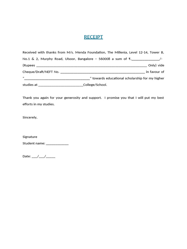 Receipt For Neft | PDF