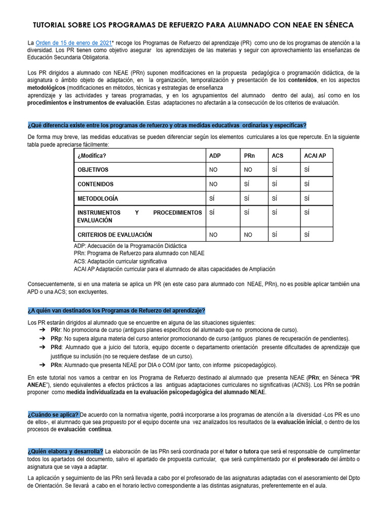 Tutorial Cumplimentación PRA Séneca | PDF | Evaluación | Enseñando