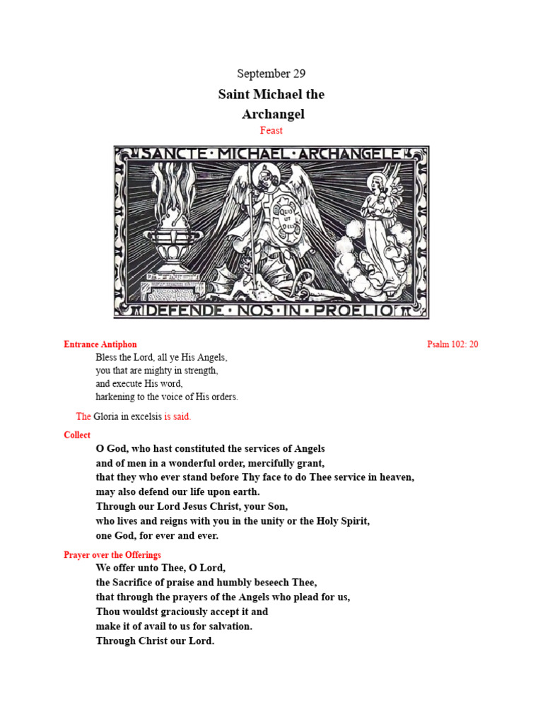 ST Michael The Archangel Mass Insert | PDF | Angel | Michael (Archangel)