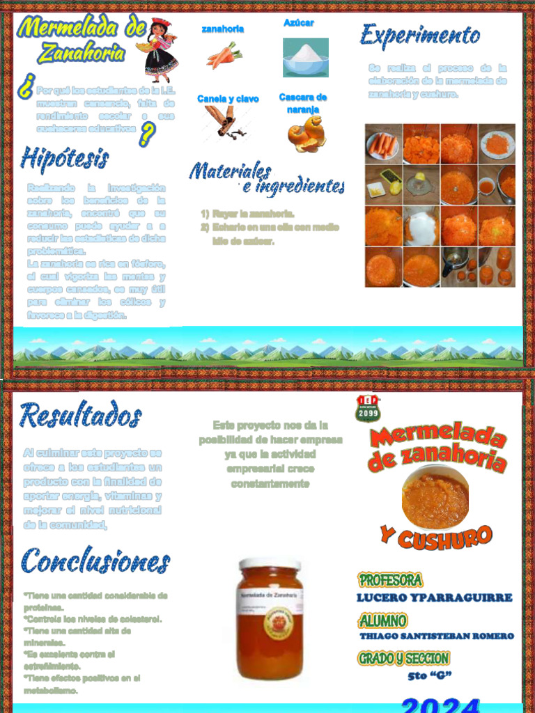 Triptico de Mermelada de Zanahoria y Cushuro | PDF