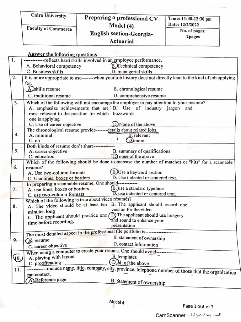 Preparing Professional C.V (PFP) Exam 12-2-2022 | PDF