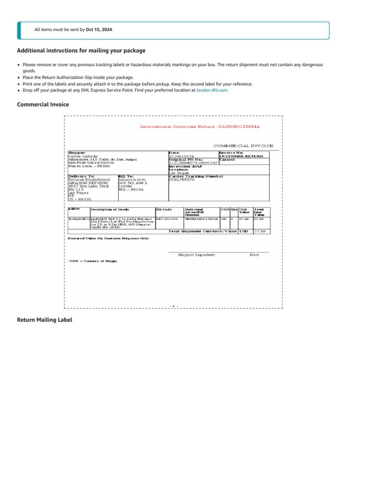 Online Return Center | PDF