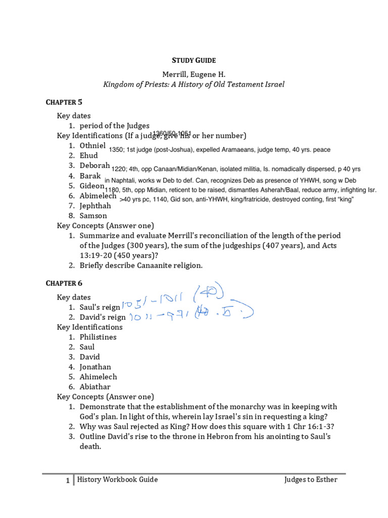 Old Testament History Workbook Guide | PDF | Books Of Kings ...