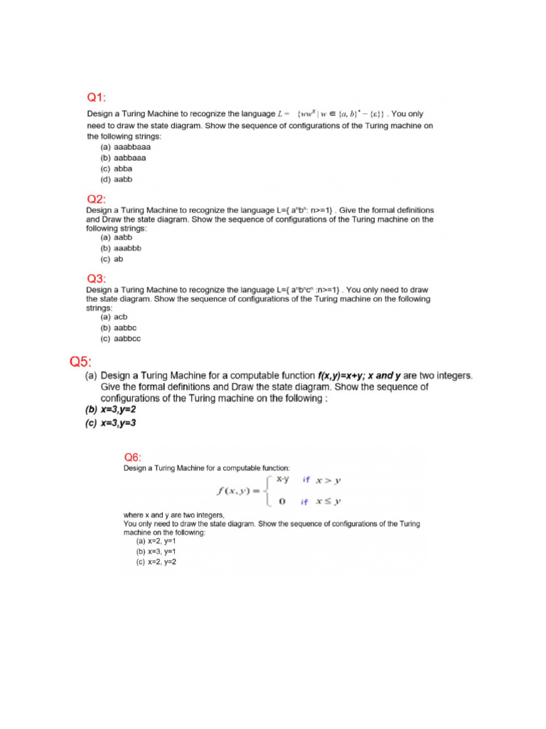 Turing Machine Sheet | PDF