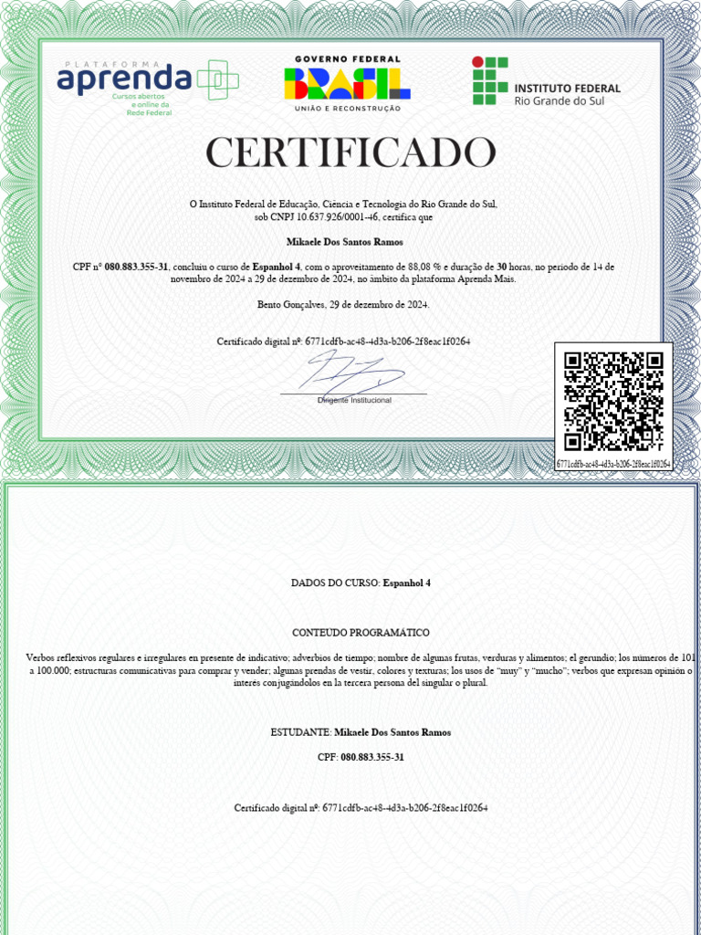 Espanhol 4-Certificado Digital 1914492 | PDF
