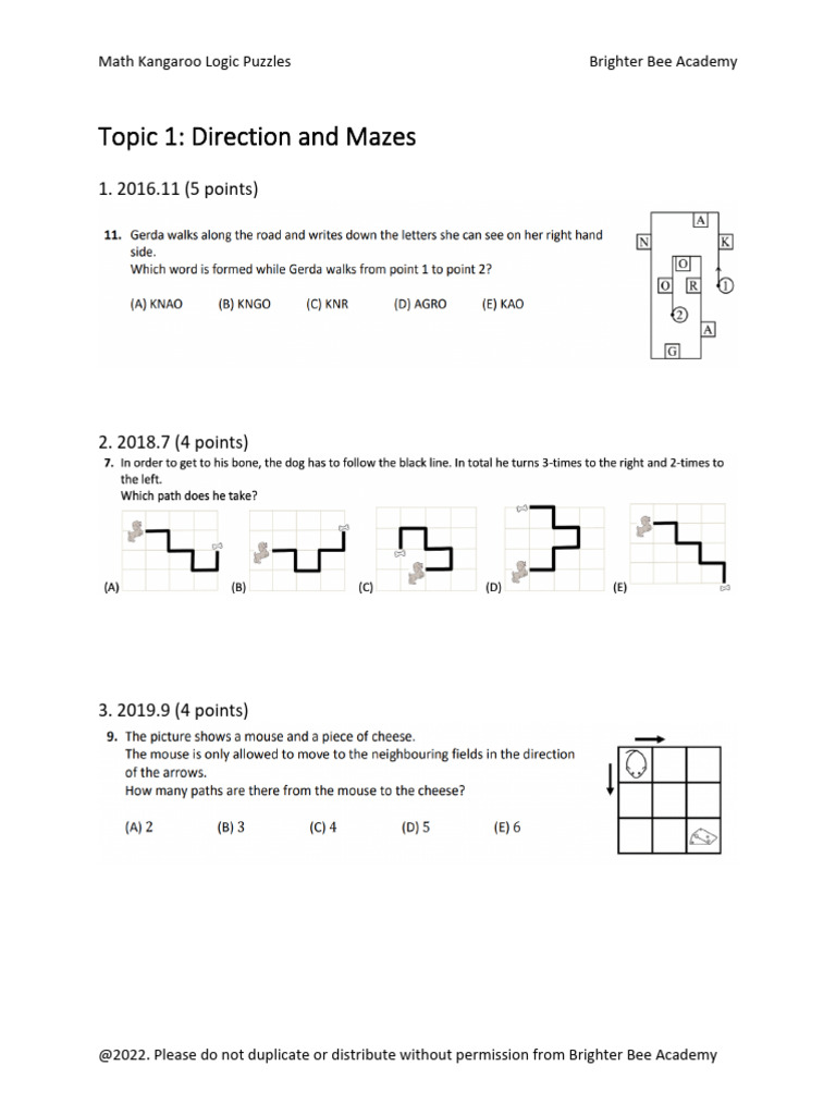 Math Kangaroo Logic Puzzles Guide | PDF