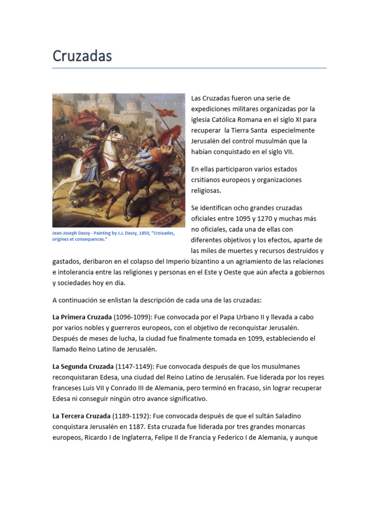 Historia de las Cruzadas: Resumen y Efectos | PDF | Cruzadas | Jerusalén