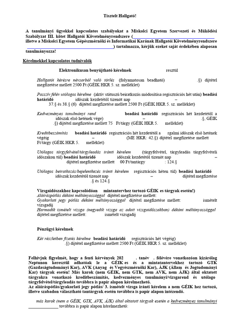 GEIK E-Kerveny Tajekoztato 2024-25-1 | PDF