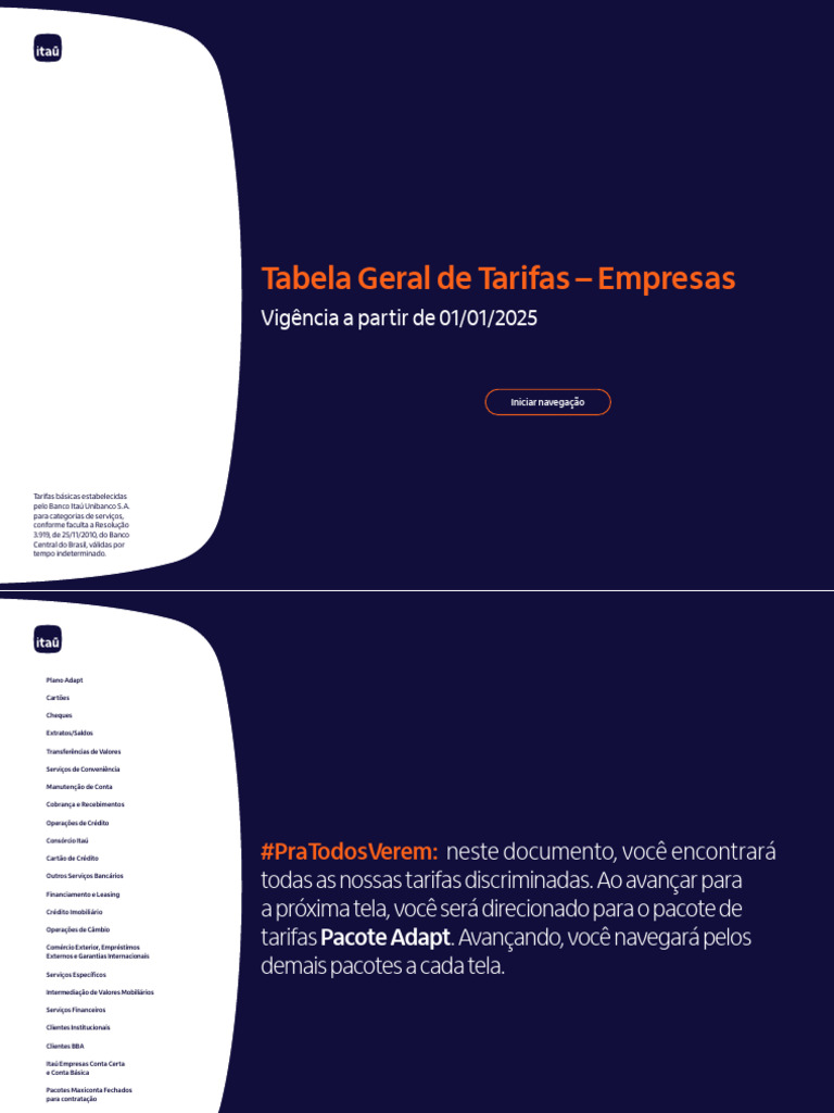 Tabela Geral de Tarifas Empresas PDF | PDF | Conta de transação ...