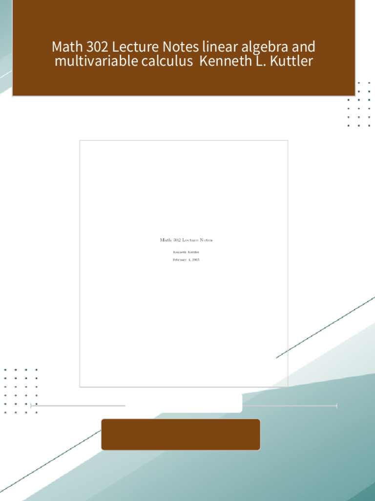 Math 302 Lecture Notes linear algebra and multivariable calculus ... Math 302 Lecture Notes linear algebra and multivariable calculus ...