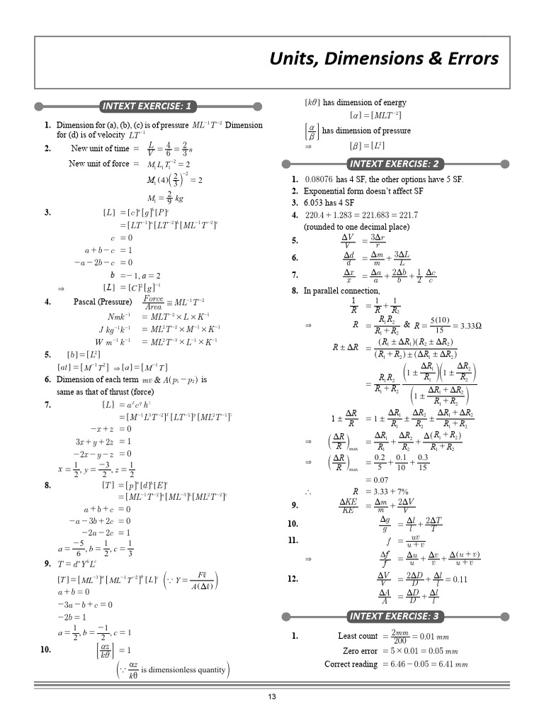 Units, Dimensions, and Measurement Errors | PDF | Arithmetic | Metrology