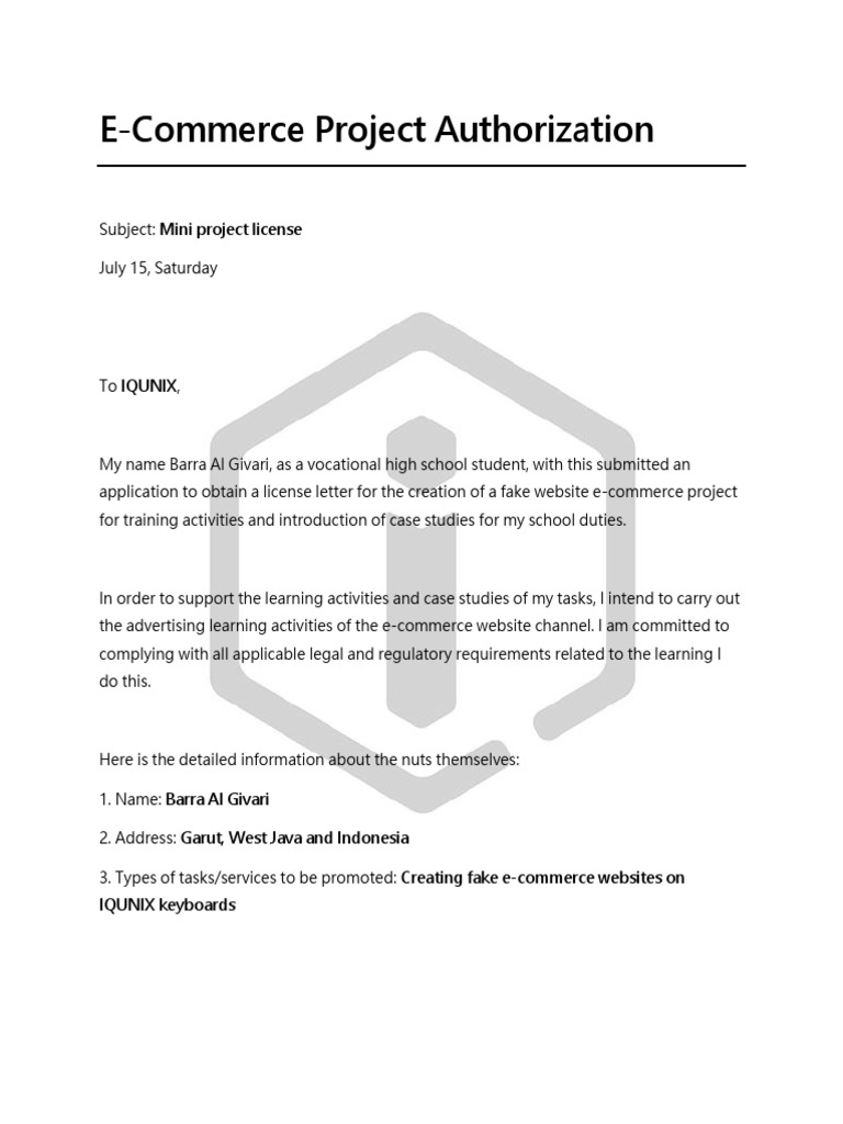 E-Commerce Project Authorization | PDF