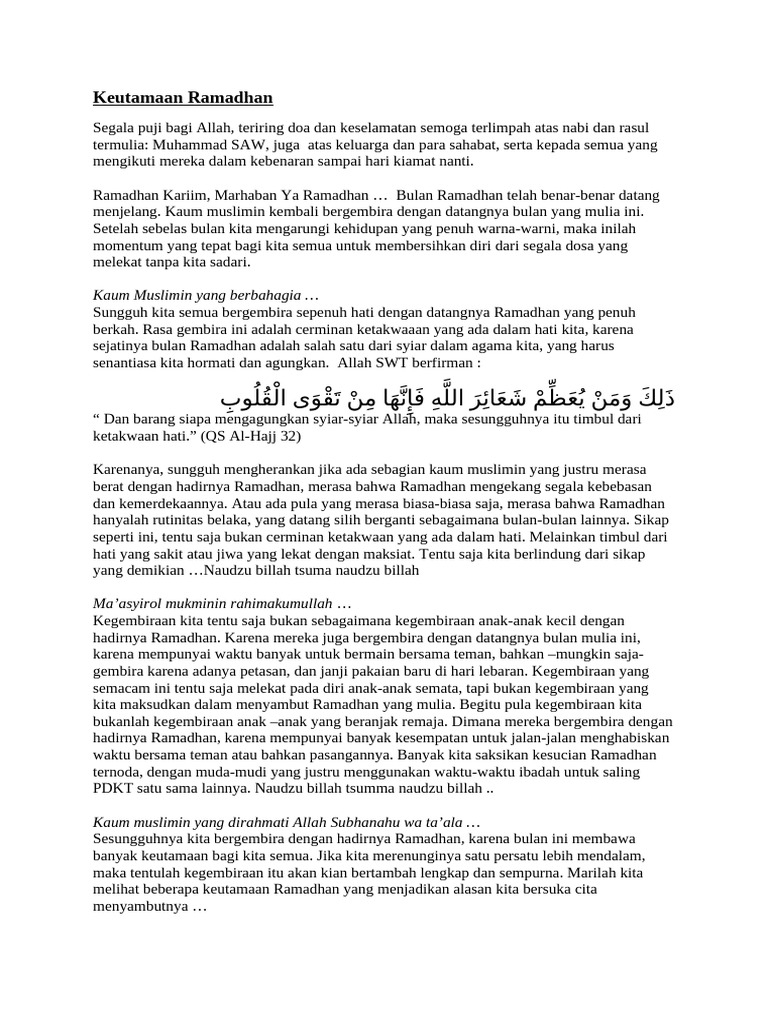 Keutamaan Ramadhan | PDF