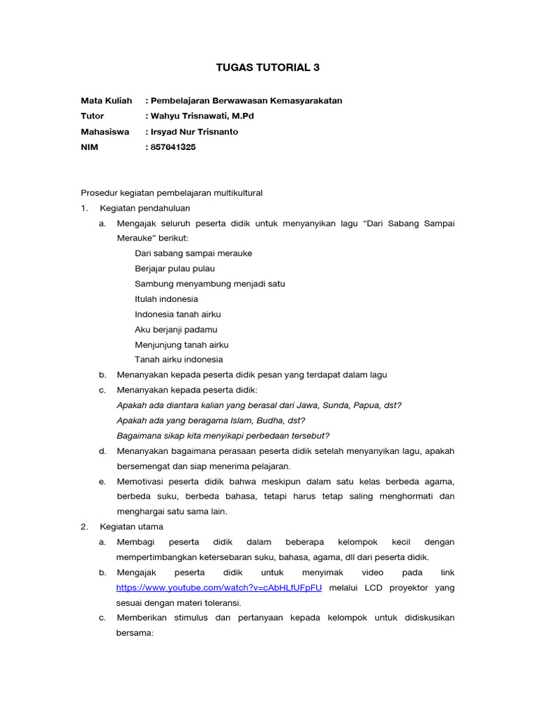 Tugas Tutorial 3 PBK | PDF