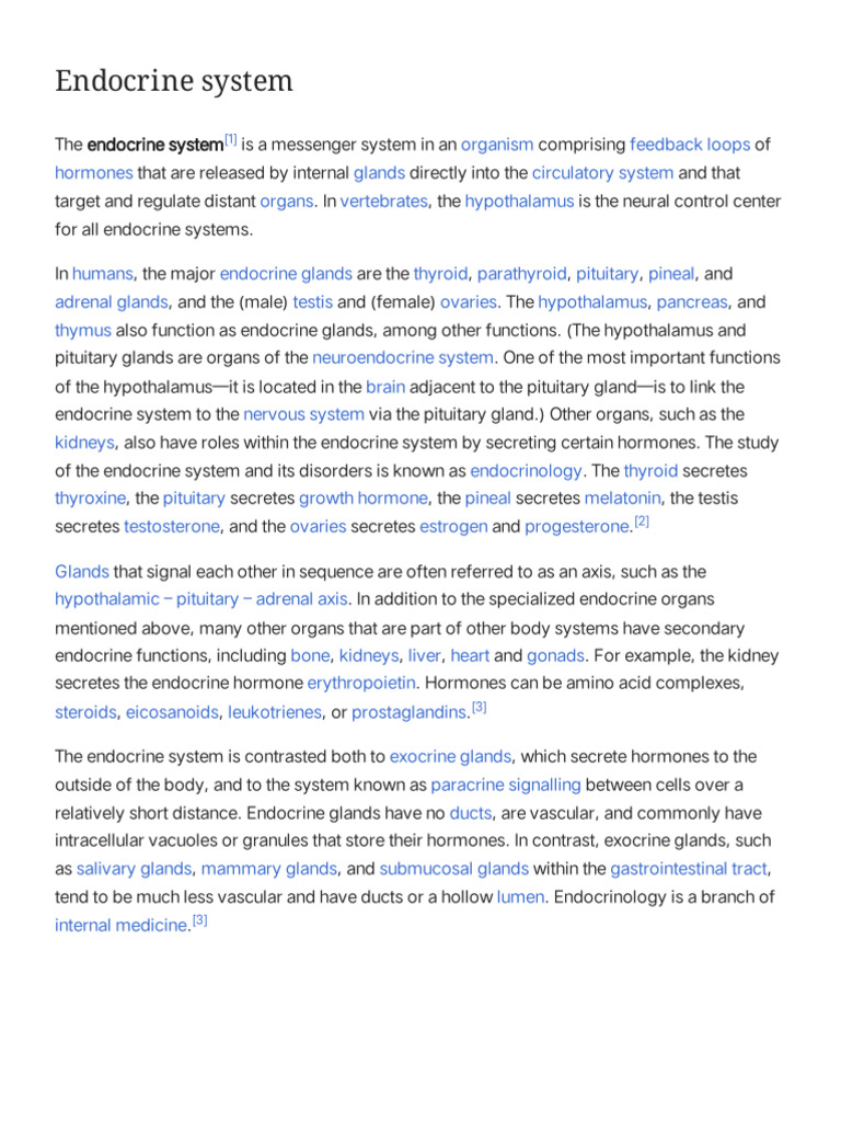Overview of the Human Endocrine System | PDF | Endocrine System | Cell ...