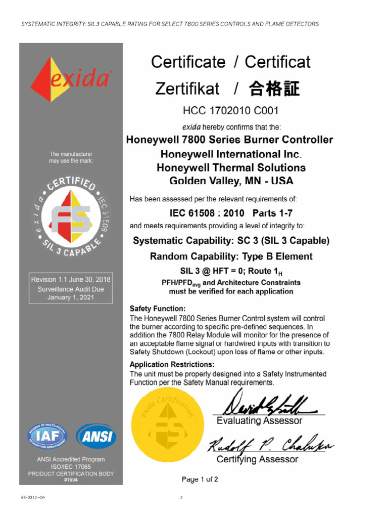 BMS SIL3 Certificate | PDF